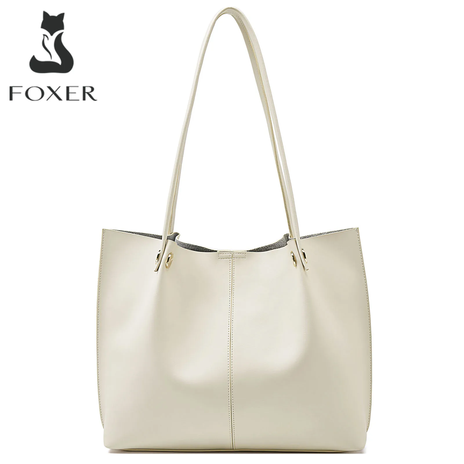 FOXER Fashion Totes for Women Split Leather Shoulder Bag Commuter ...