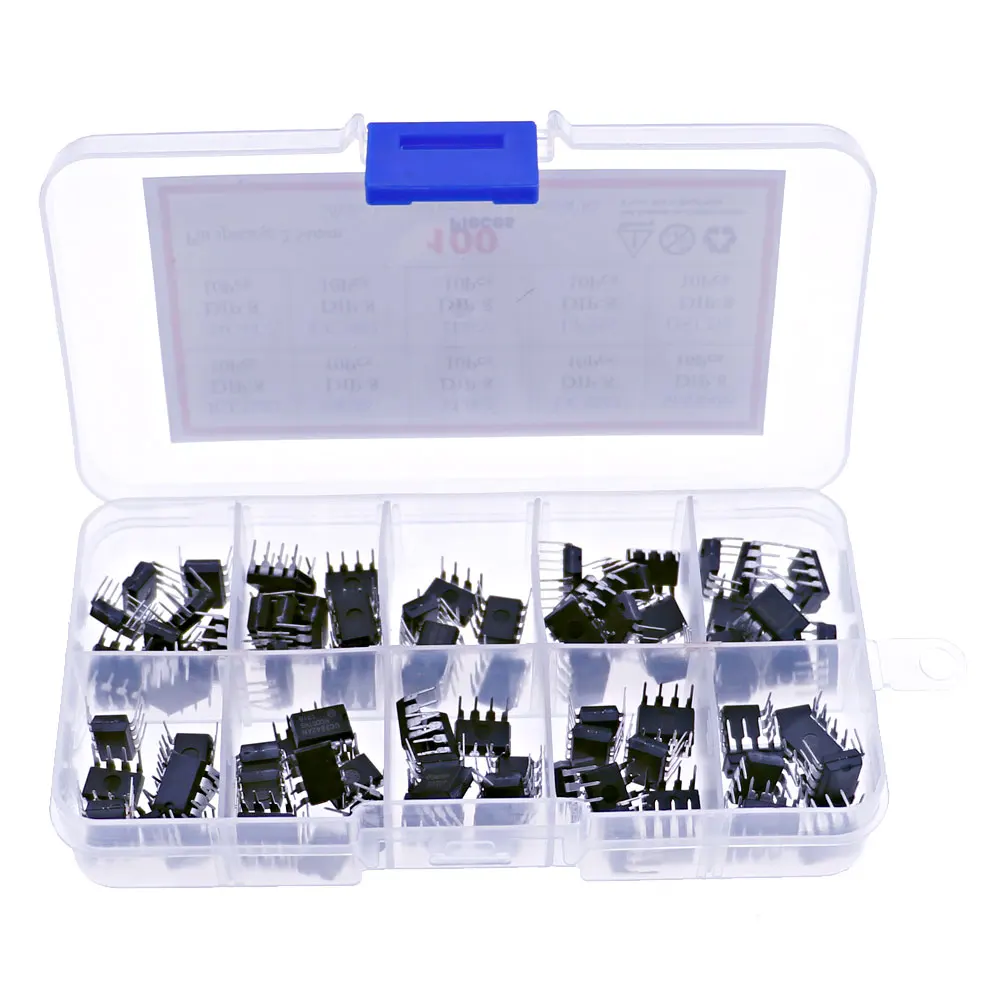 100Pcs IC Integrated Circuit Chip Assortment Kit Icl7660 93C46 TL062 ...
