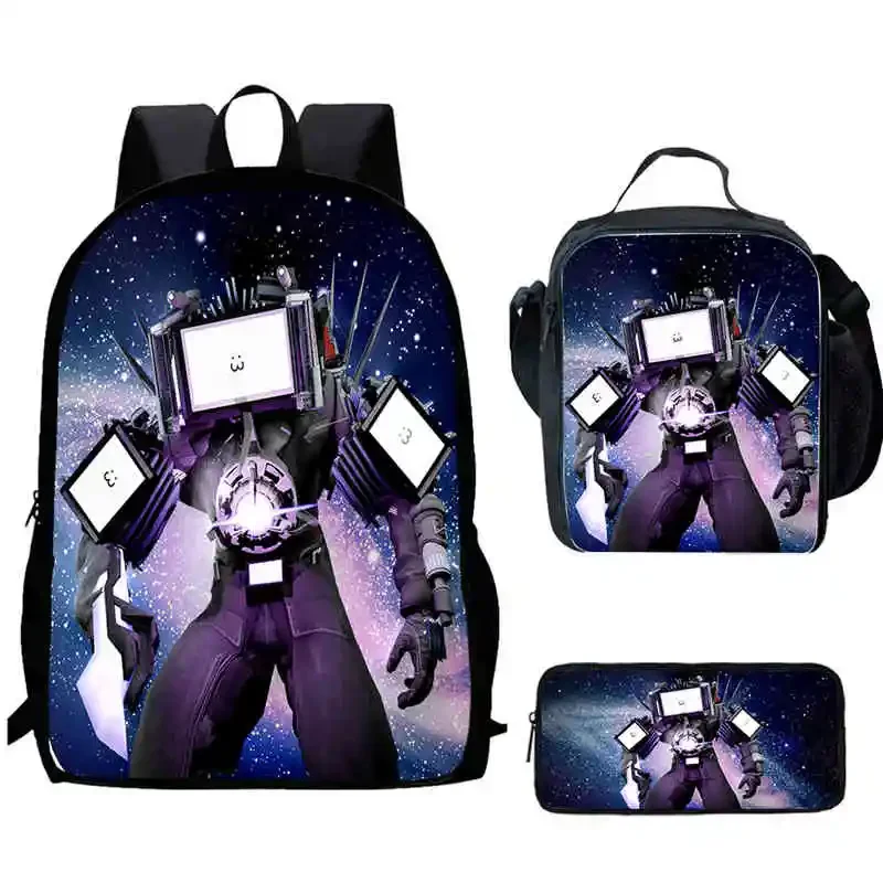 Cartoon-Skibidi-Toillet-Child-School-Backpack-With-Lunch-Bags-Pencil ...