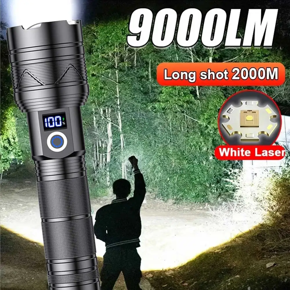 9000000LM-White-Laser-led-Ultra-Powerful-Flashlight-USB-C-Rechargeable ...
