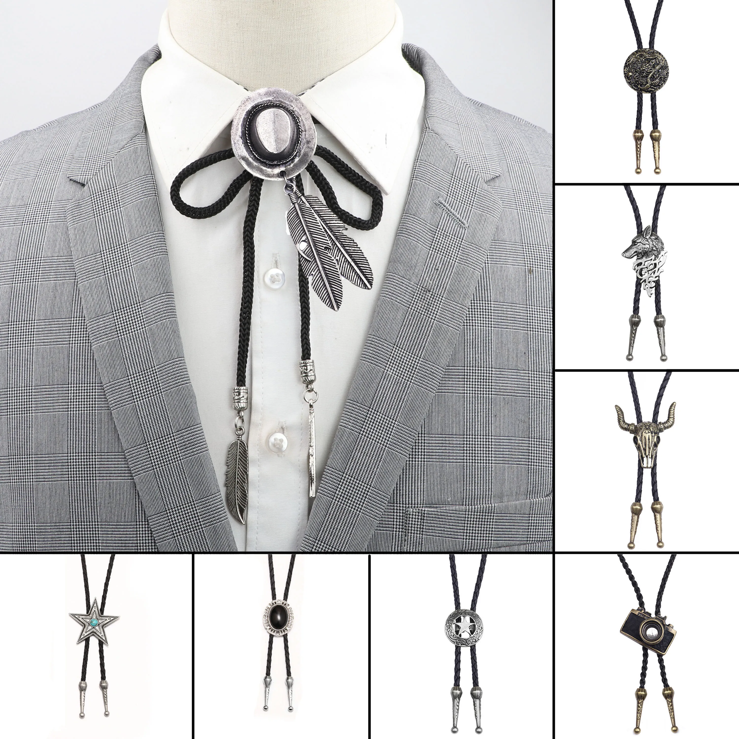 Bolo-corbata-Retro-para-hombre-cadena-de-camisa-Collar-de-cuerda-de ...