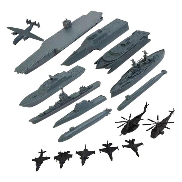 17pcs Model Navy Ship Toy With Small Scale Model Planes Submarine Toy ...