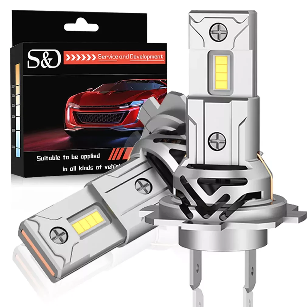 2pcs 100w H7 Powerful Led Headlight Bulb Mini With Fan 30000lm 3570 Csp ...