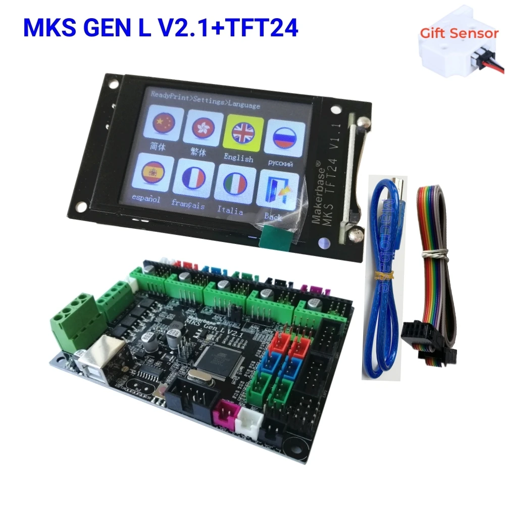 3D 프린터 컨트롤러 키트, MKS GEN L V2.1 마더보드, MKS TFT 24 터치 스크린, 다채로운 디스플레이 스텝 ...