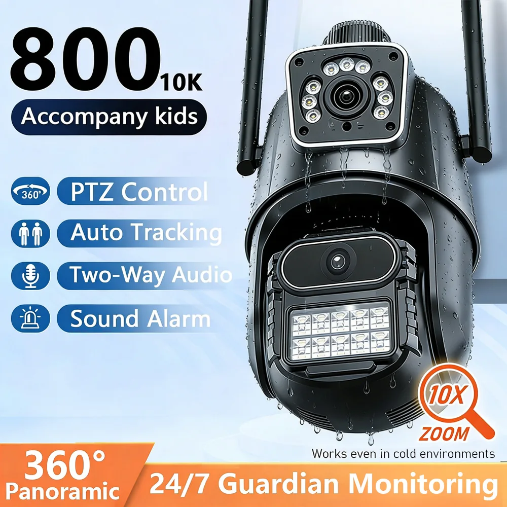 Dual Screens Dual Lens 6MP PTZ Camera Outdoor 4K HD WiFi Security IP ...