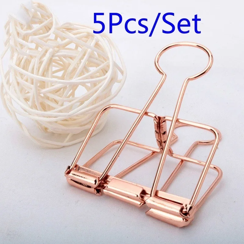 5 Pack Rose Gold Binders Paper Clips Office School Supplies Binding ...