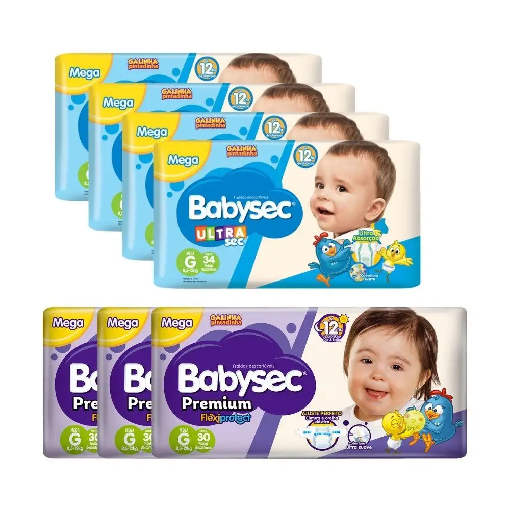 Kit 152 Fraldas Babysec Ultrasec G E 90 Babysec Premium G