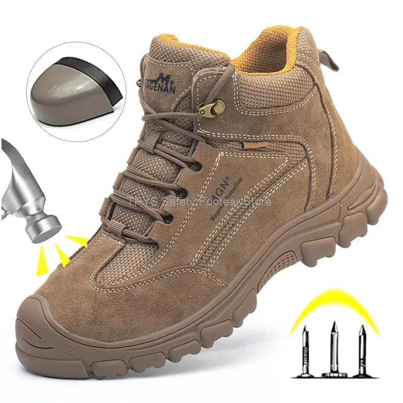 Construction Men Safety Shoes With Steel Toe Work Boots Man Anti Slip ...
