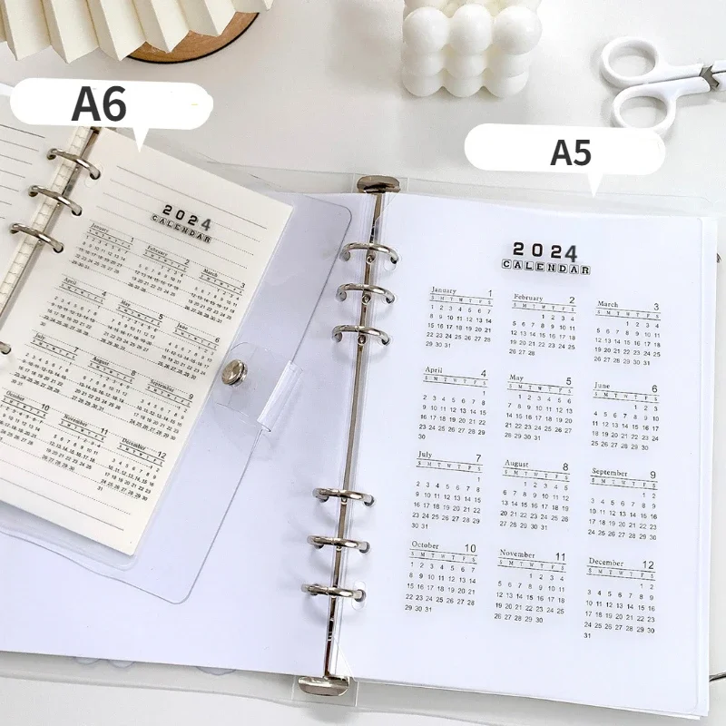2024-Calendar-A5-A6-Notebook-Binder-Dividers-Loose-Leaf-Notepad-Index ...