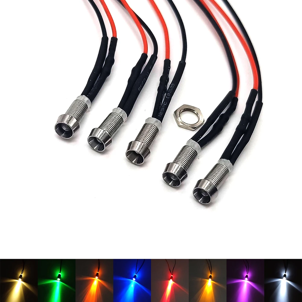 5pcs-3mm-Pre-Wired-LEDs-Bulb-With-Holders-Emitting-Diodes-Indicator ...