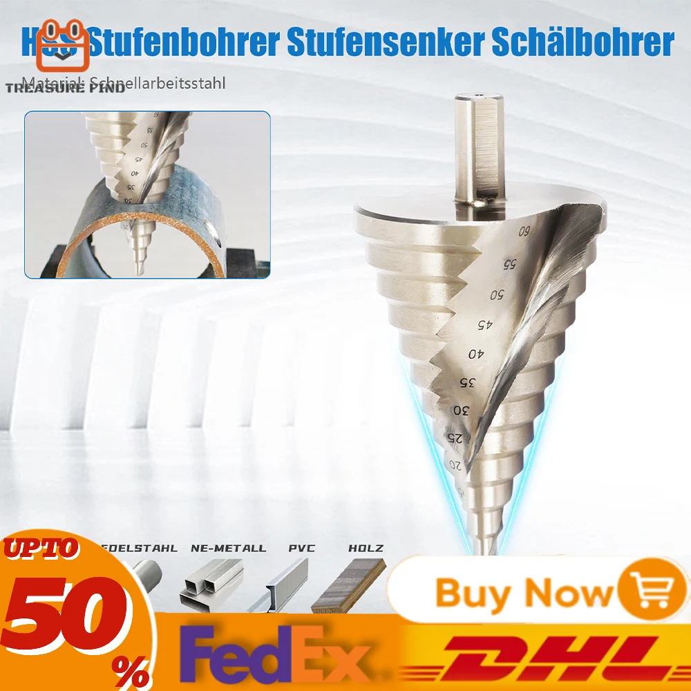 12-Steps-Large-HSS-Spiral-Step-Hole-Drill-Professional-Bit-Cone-Groove ...