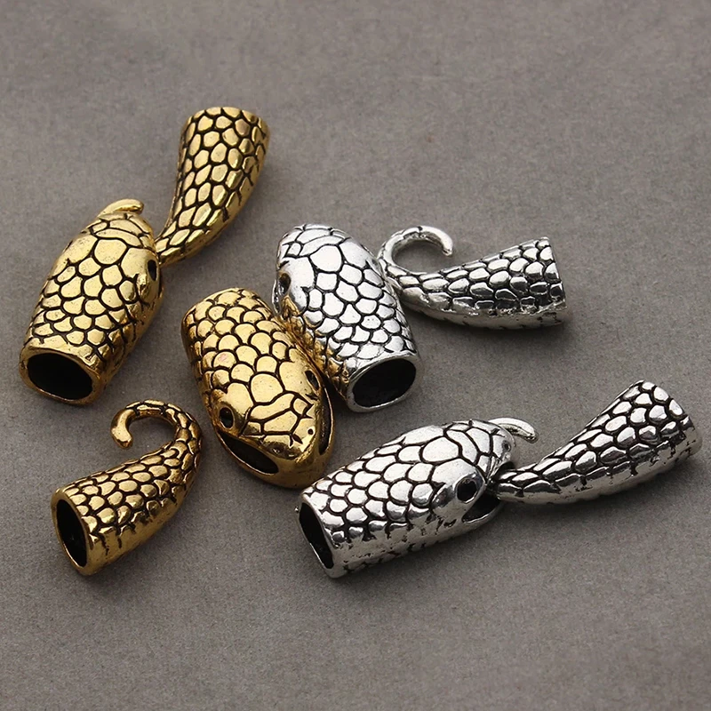 High-Quality-Antique-Gold-Color-Snake-Head-Clasps-End-Caps-Connector ...
