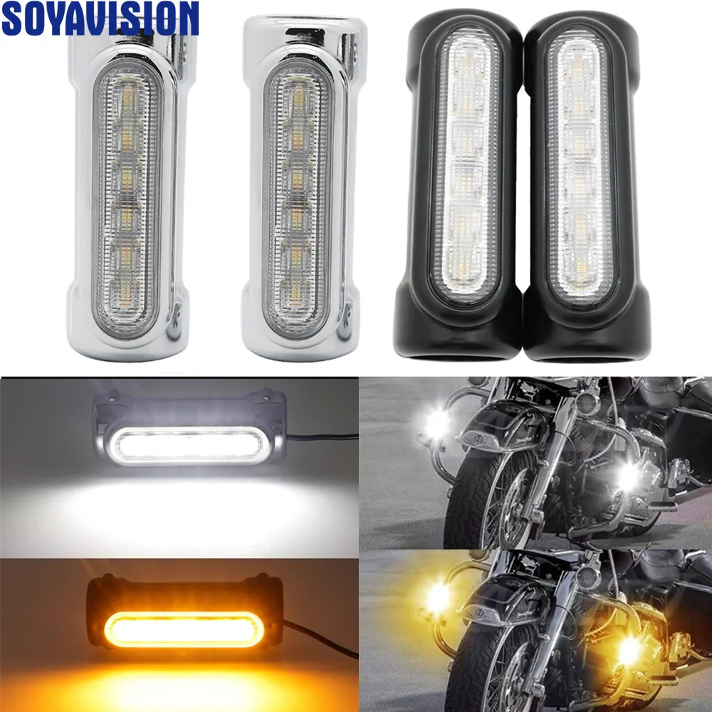 Motorcycle Highway Bar Lights Universal Fits 1-1/4" Crash Bar ...