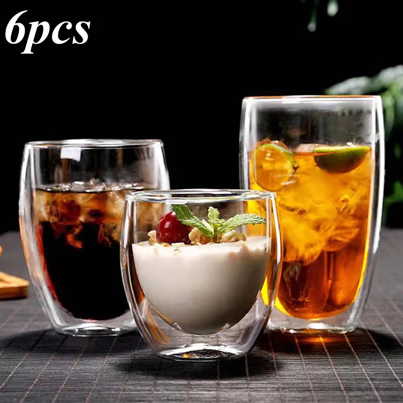 6pcs-Creative-Heat-resistant-Transparent-Double-layer-Insulated-Coffee ...