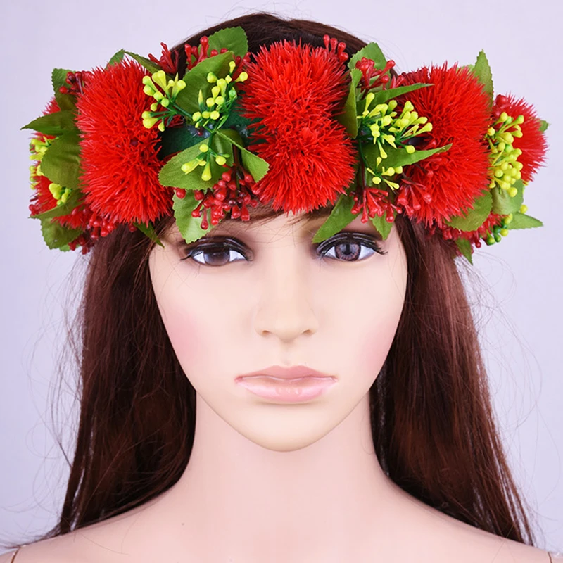 2 Layers Albizia Flower Crown Haku Lei Hula Dance Luau Party for Girl ...
