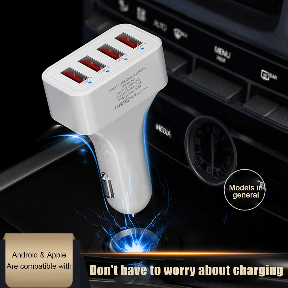 4 Ports Car Charger Usb Mobile Phone Adapter 4USB Fast Charge Universal ...