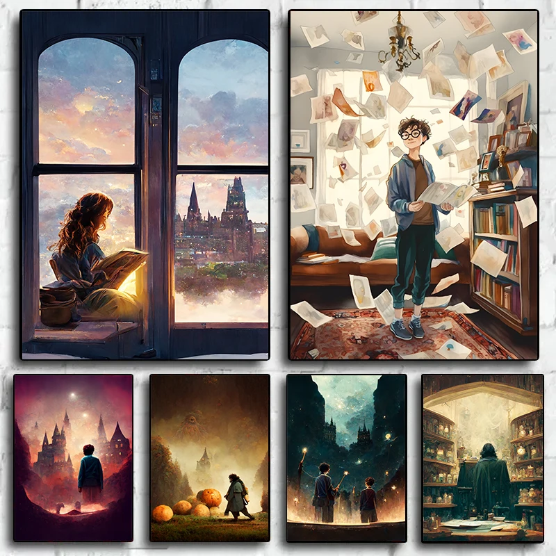 Classic-Magic-Movie-Wizard-World-Posters-Magic-School-Train-Canvas ...