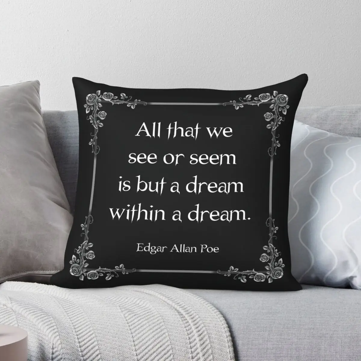 Edgar Allan Poe Quote Square Pillowcase Polyester Linen Velvet Creative ...