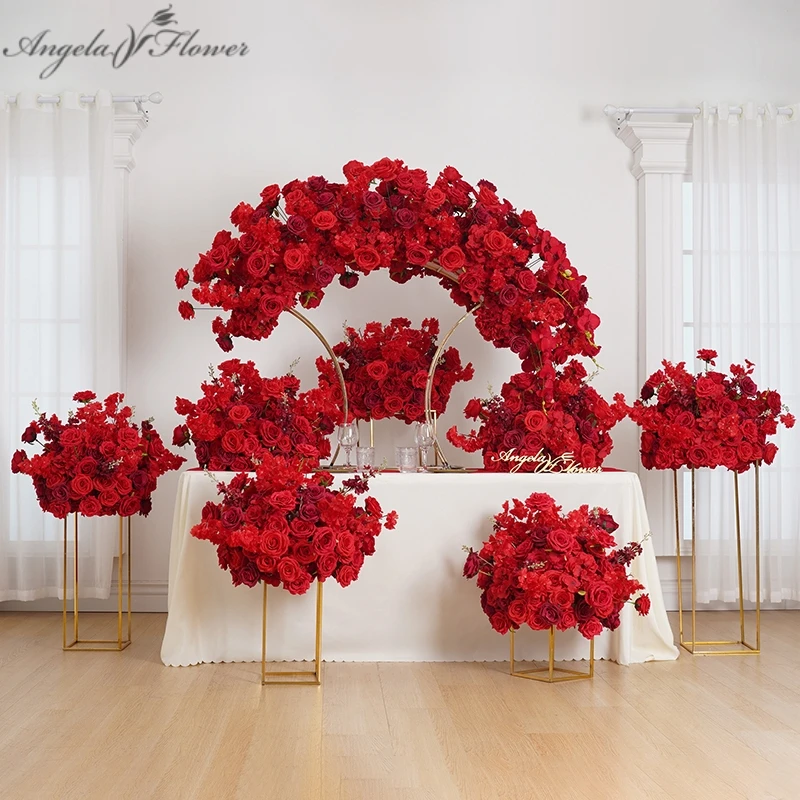 Red Wedding Centerpieces For Tables Arrangement Floral Hydrangea Orchid ...