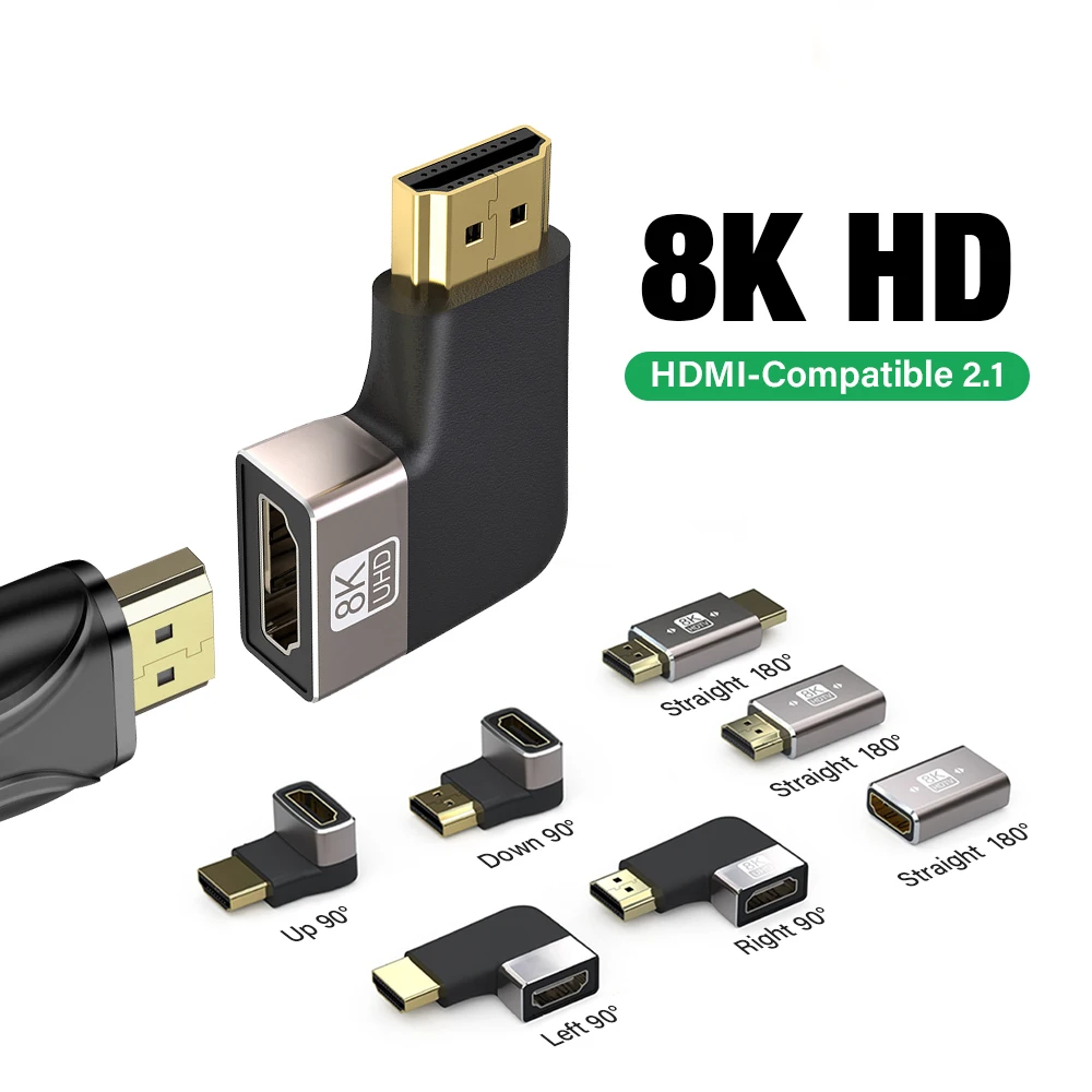 HDMI 90 and 270 Degree Adapter，HDMI 2.1 8K@60hz 2.0 4K@120hz 2K Right ...
