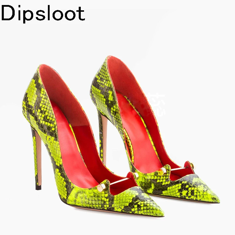 Sexy-Crossed-Nail-Pin-Shallow-Stiletto-Green-Python-Pumps-Pointy-Toe ...
