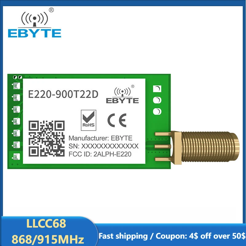 Lora Llcc68 868mhz 915mhz Wireless Module 22dbm Long Range 5km Ebyte ...