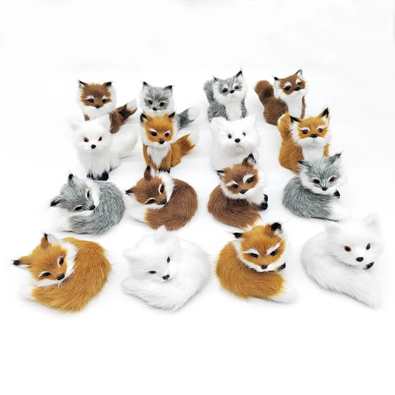 1Pc-Simulation-Brown-Fox-Miniature-Furs-Squatting-Fox-Model-Home ...