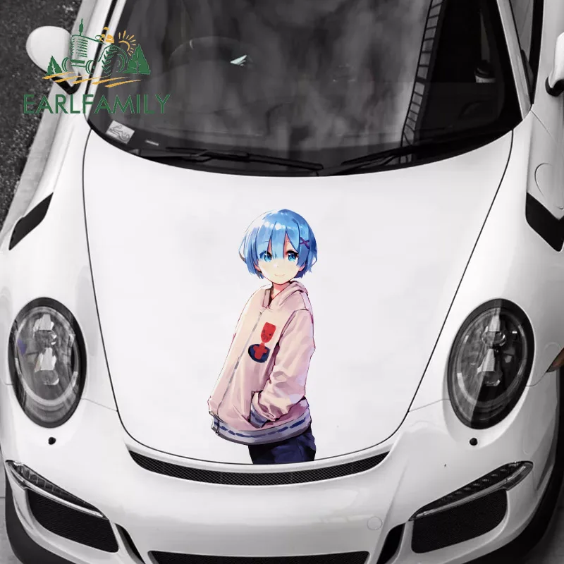EARLFAMILY-43cm-x-19cm-Anime-Cute-Rem-Vinyl-Car-Wrap-Sticker-Engine ...