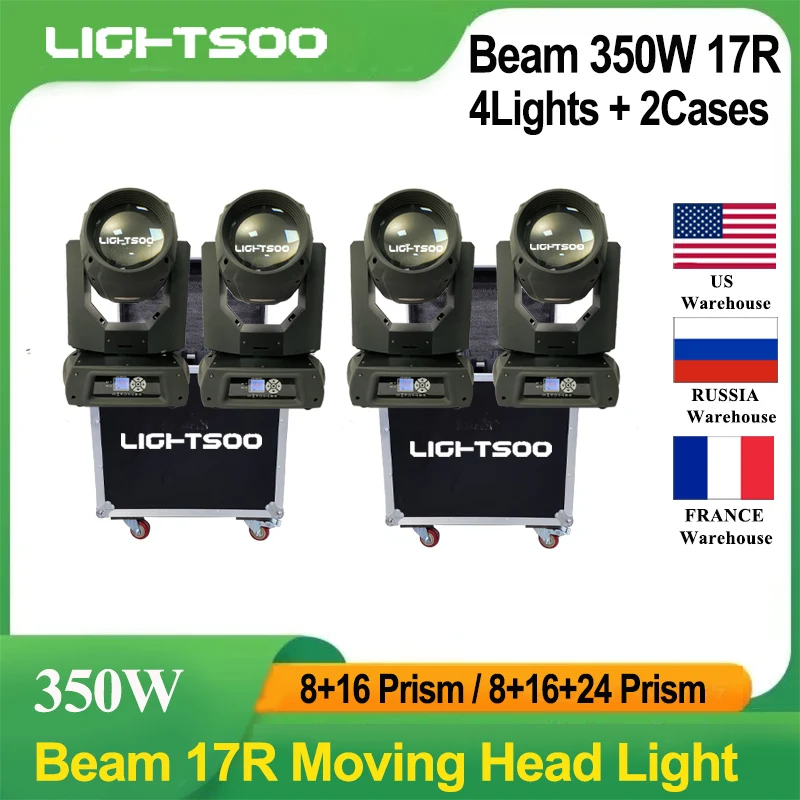 2-FlightCase-4-Beam-350W-17R-Moving-Head-Light-Touch-Screen-Beam-17R ...