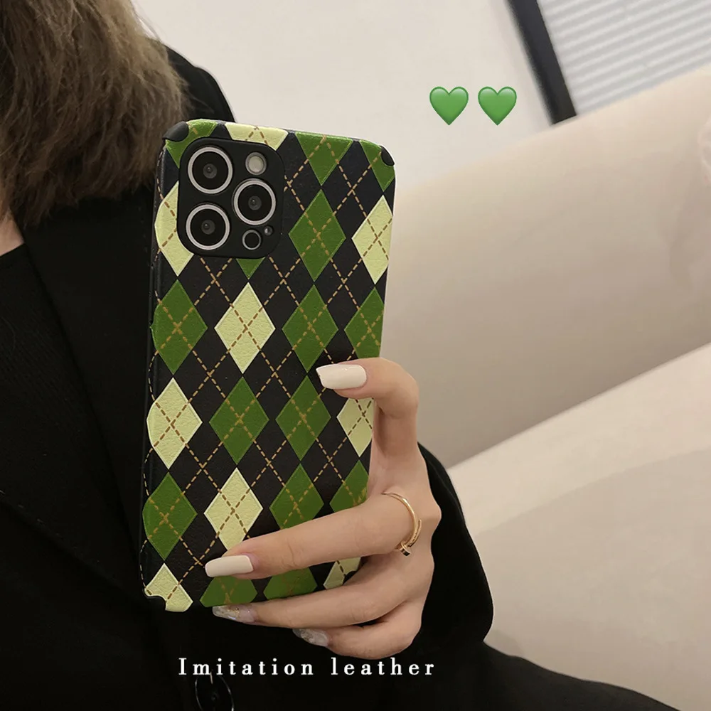 Funda-de-tel-fono-de-celos-a-de-diamante-verde-de-tres-colores-con ...