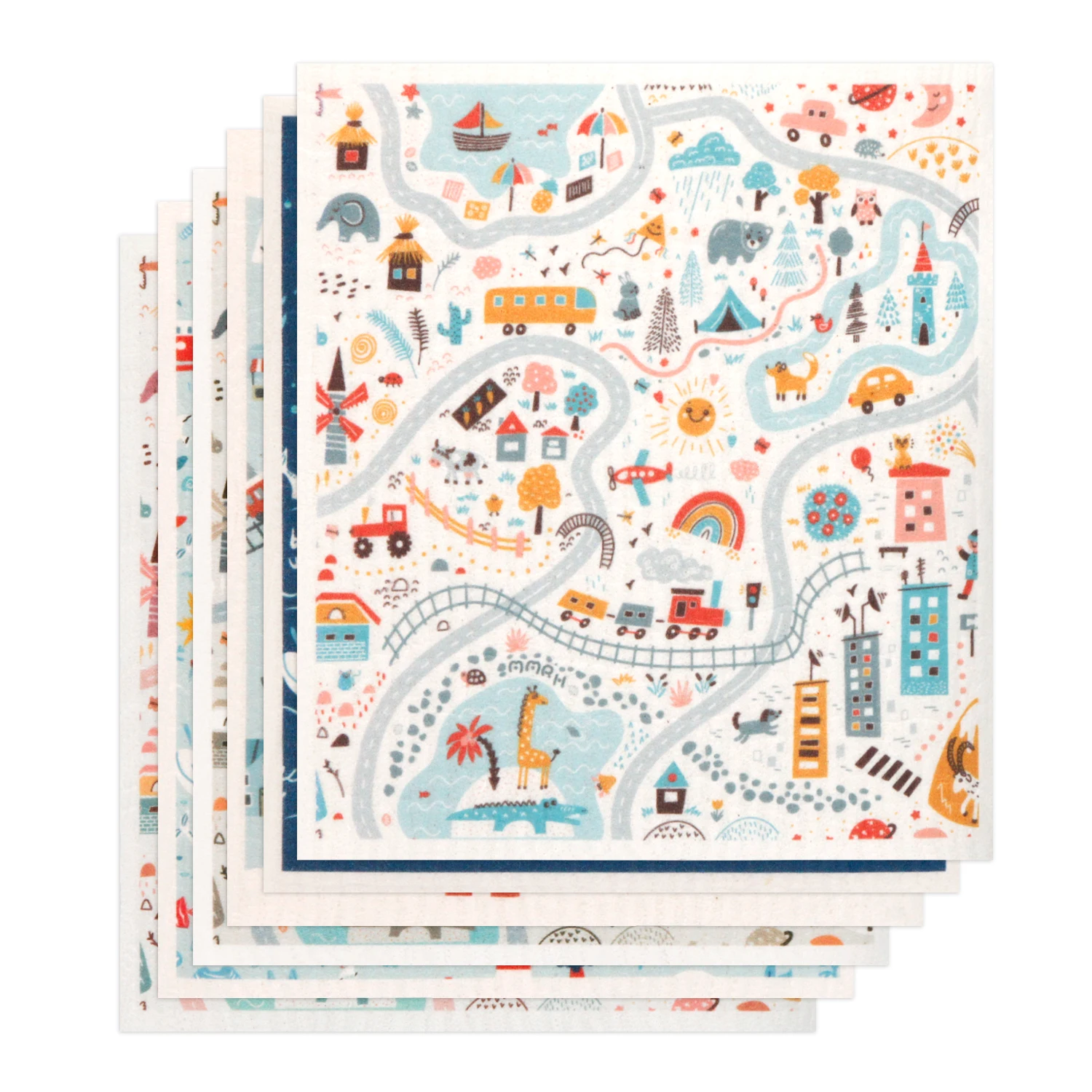 6PCS-Kitchen-Wood-Pulp-Cotton-Dishwashing-Cloth-Thickened-Wood-Fiber ...