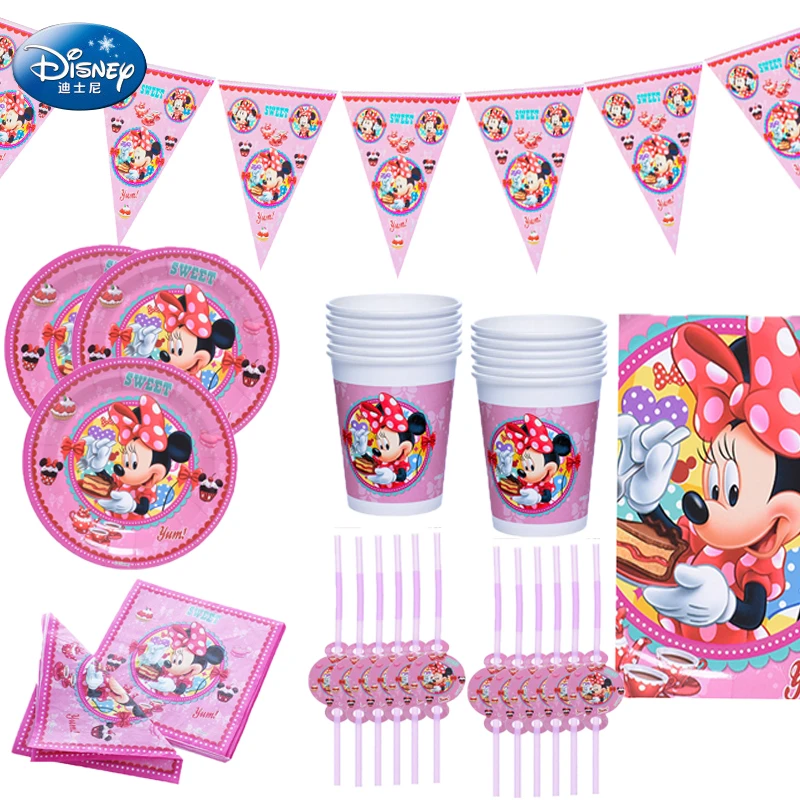 69pcs Minnie Mouse Disposable Tableware Set Kids Birthday Party ...