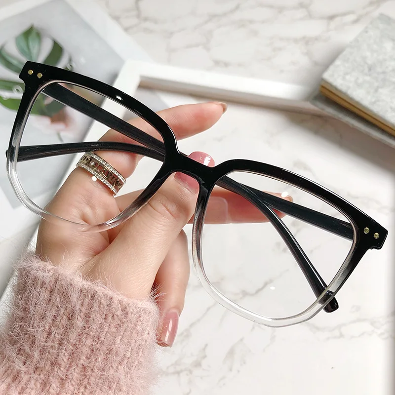 Women-Fashion-Anti-Blue-Light-Myopia-Glasses-Men-Transparent-Square ...