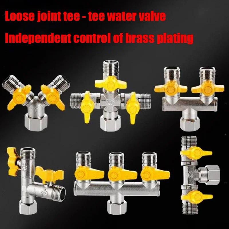 1-2-Fittings-All-Copper-Plating-3-way-4-way-Gas-Valve-Corner-Valve-Ball ...