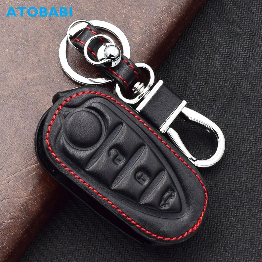 Leather-Car-Key-Case-For-Alfa-Romeo-500L-159-GTO-Giulietta-Mito-Folding ...