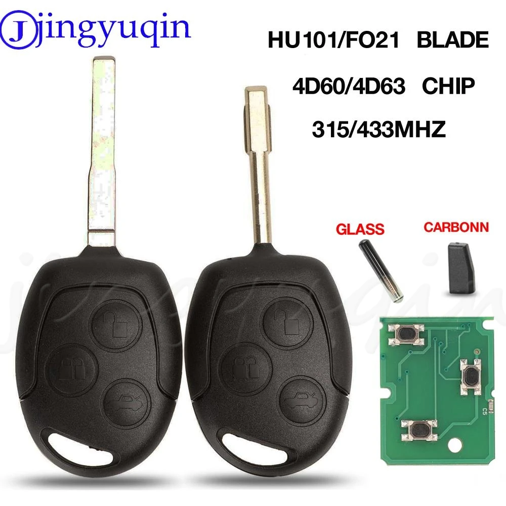 jingyuqin-3-Buttons-Remote-Key-Fob-315Mhz-433MHz-4D60-ID63-Chip-For ...