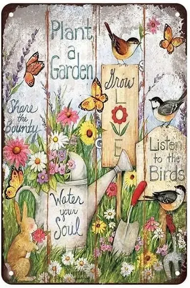 Metal-Tin-Sign-Plant-a-Garden-Retro-decor-Poster-Vintage-Sign-for-Home ...