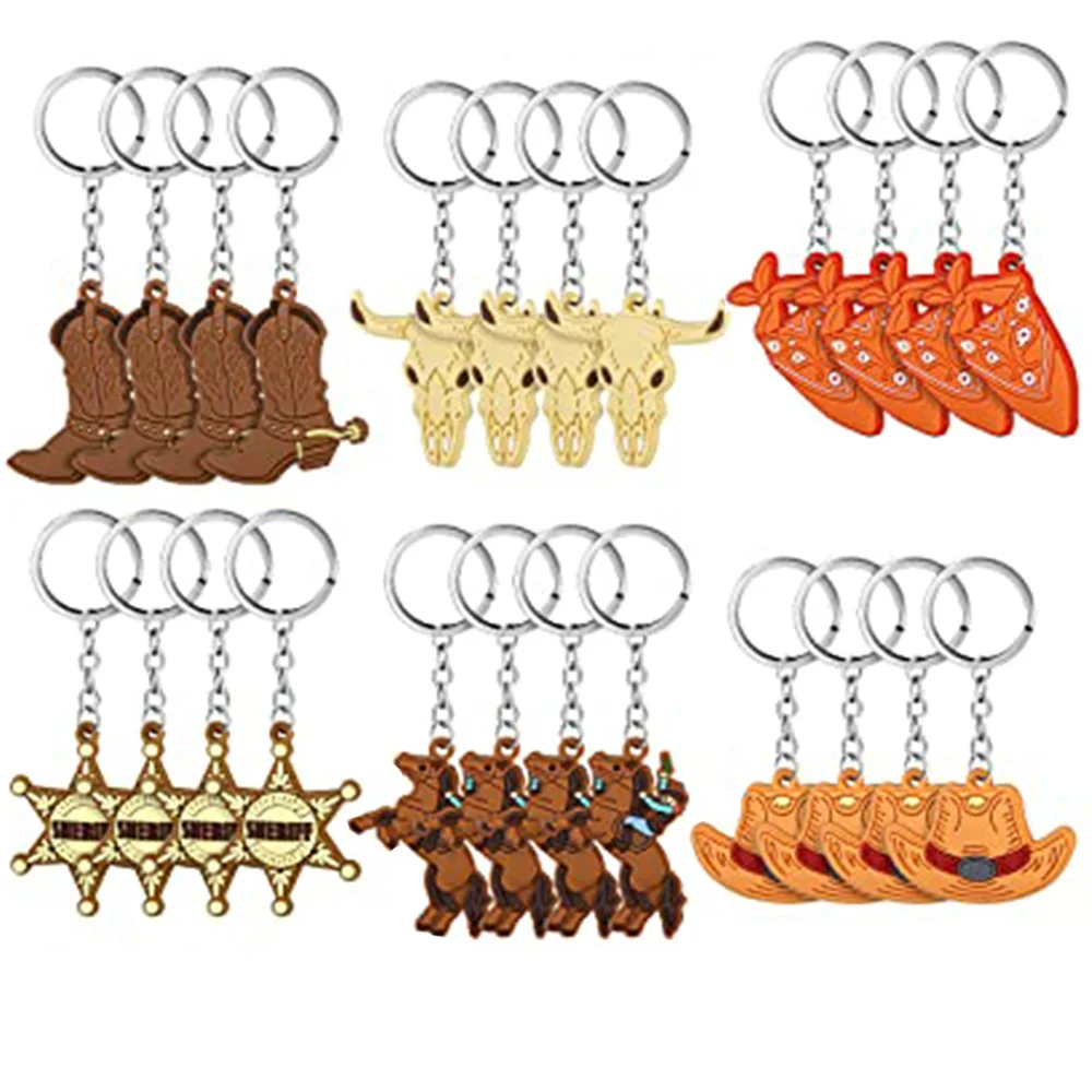 6Pcs-Western-Cowboy-Keychain-Horse-Boot-Cowboy-Hat-Silicone-Key-Ring ...
