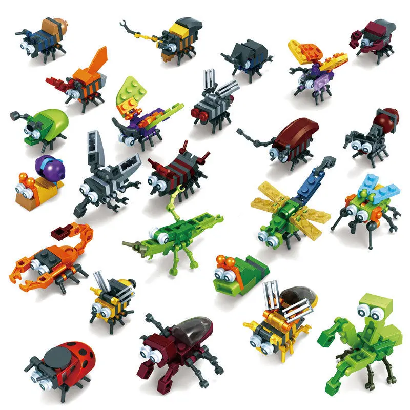 12pc Creativity Bricks Child Cute Zoo Animal Baby Toys Beetle Parrot ...