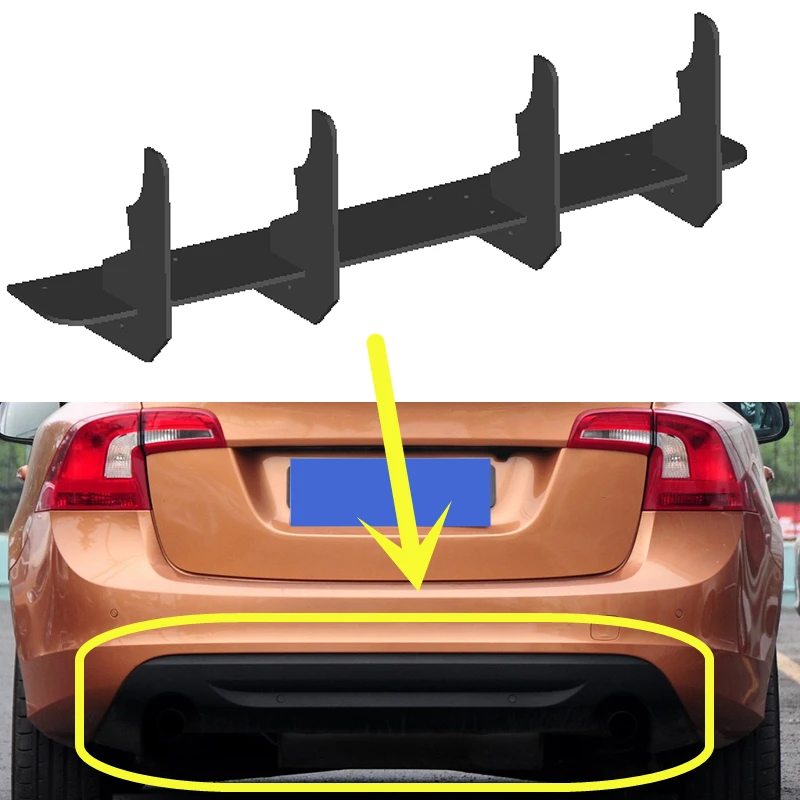 For Volvo S60 2011 2012 2013 Year Rear Diffuser Bumper Lips Spoiler ...