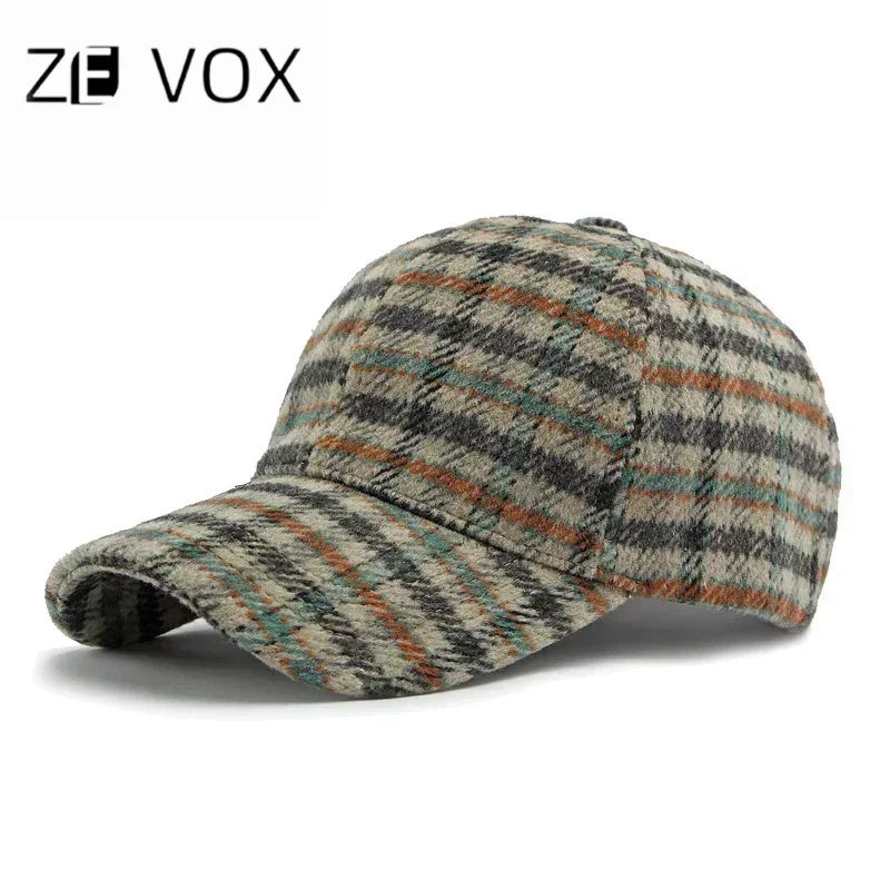 Thick-Windproof-Wool-Check-Baseball-Cap-Truckers-Hat-Outdoor-Winter ...