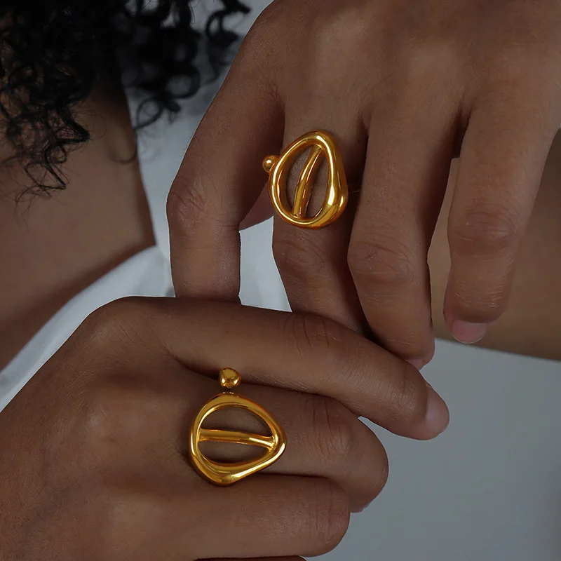 Fashion Minimalist Rings For Women Stainless Steel Gold Plated Non ...