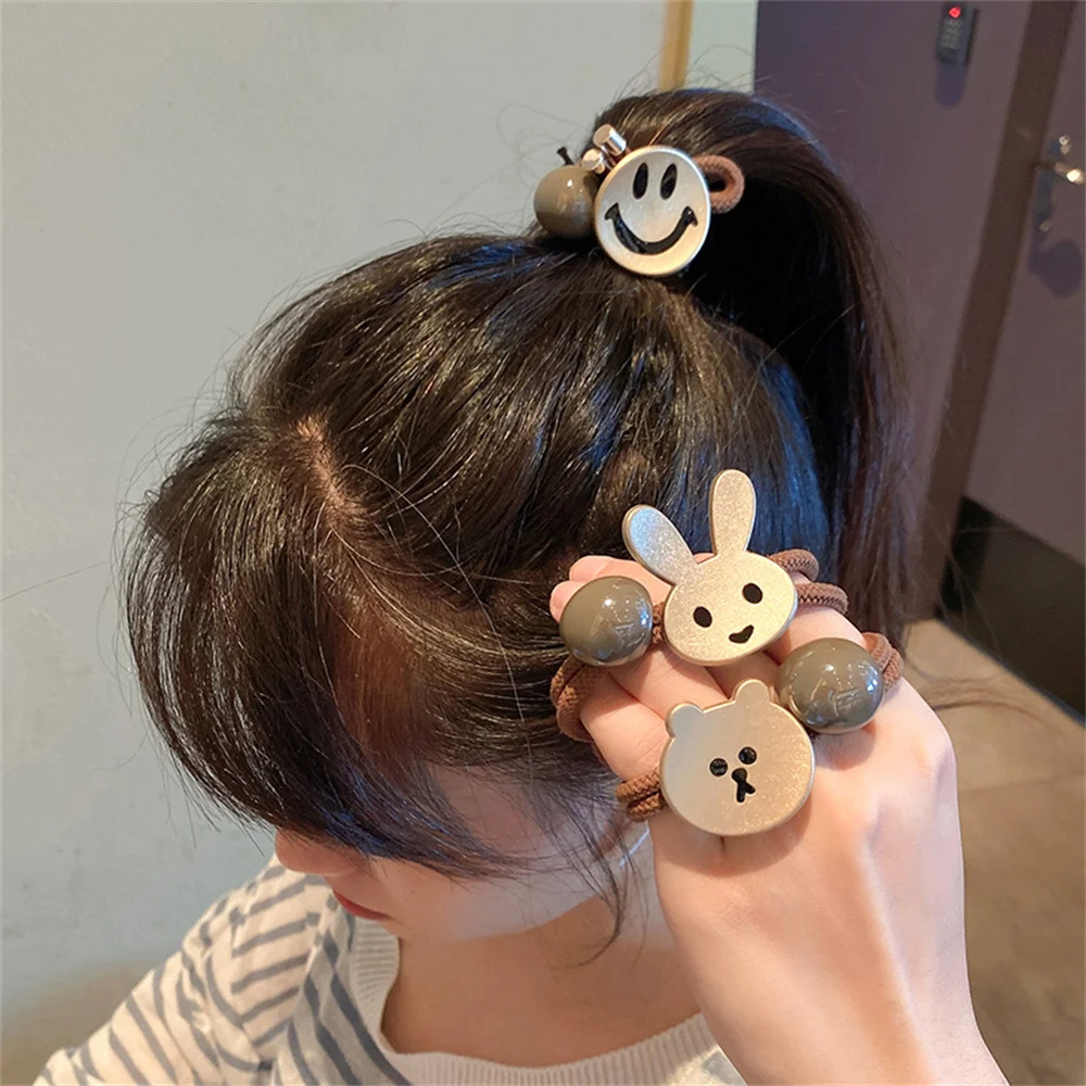 Cute Animals Bear Hair Elastics Ties for Kids Cartoon Rabbit hair ropes ...