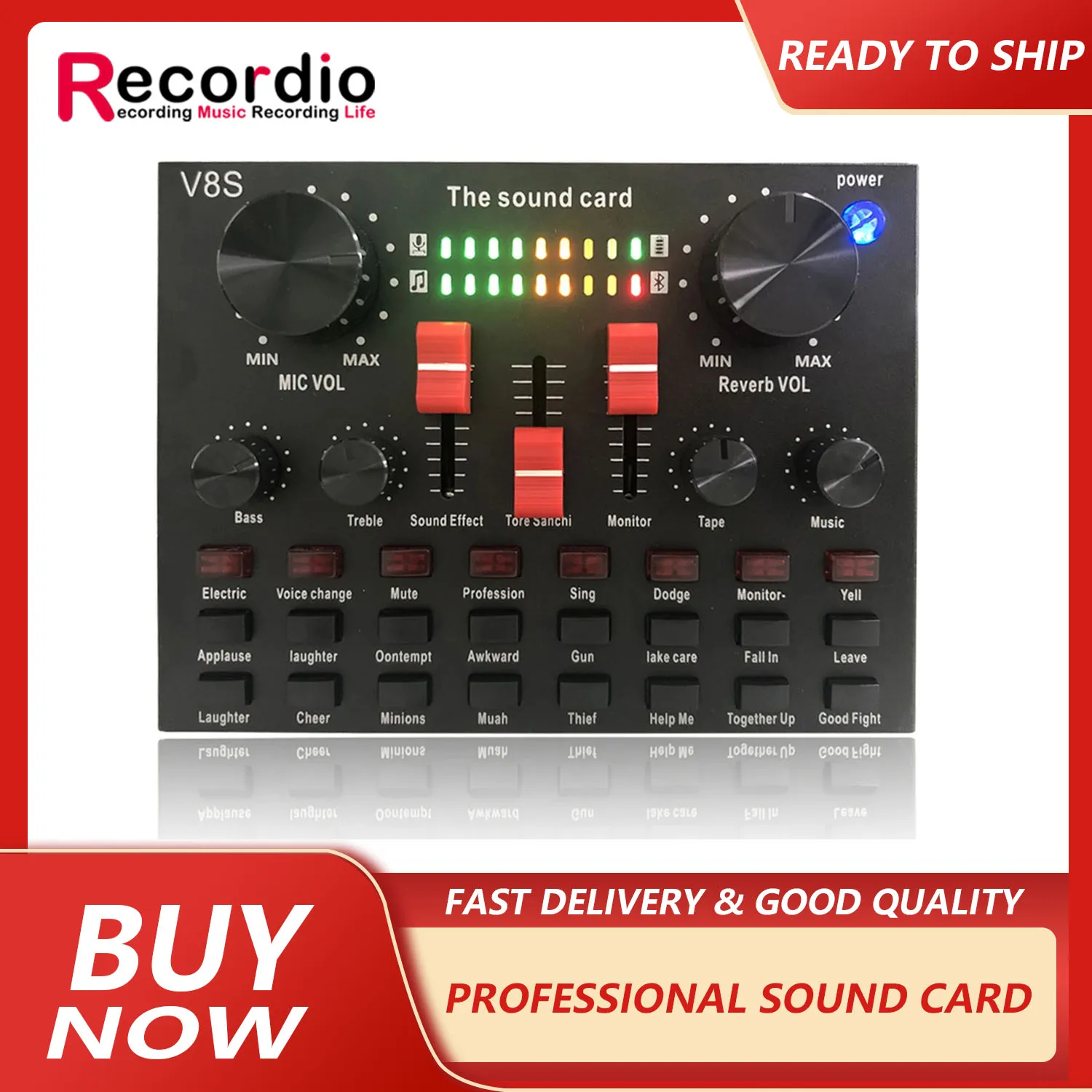 GAX-V8S-Mic-Sound-Card-BT-Wireless-Cellphone-Connectable-Electronic ...