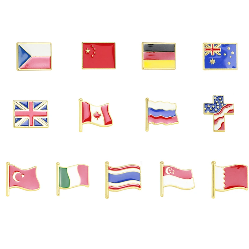 Pin Badge Flag | Metal Flag Pin | Brooches - Metal Lapel Pin Badge Gold ...
