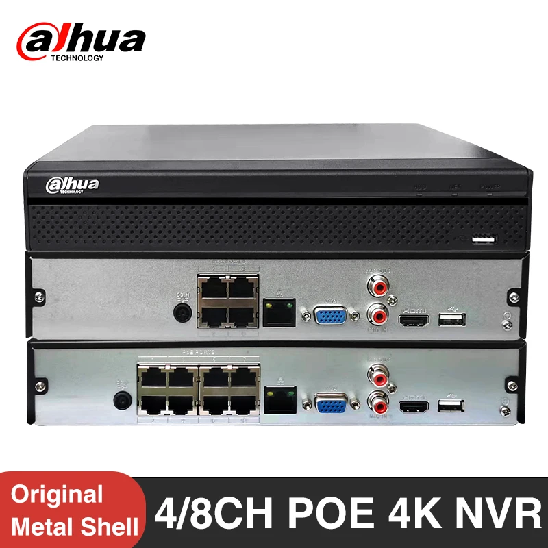 Dahua Original 4POE NVR 1U 1HDD NVR4104HS-P-4KS2/L NVR4108HS-8P-4KS2/L NVR4116HS-8P-4KS2/L 8PoE ...