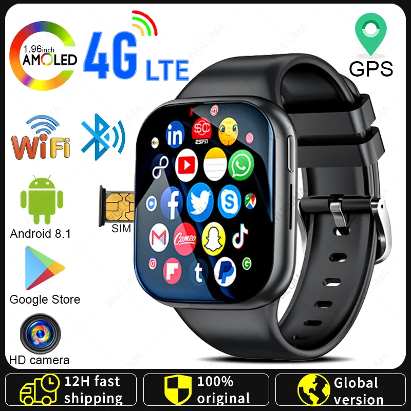 4G-LTE-Smart-Watch-Android-OS-Heart-Rate-GPS-HD-Camera-NFC-SIM-Card ...