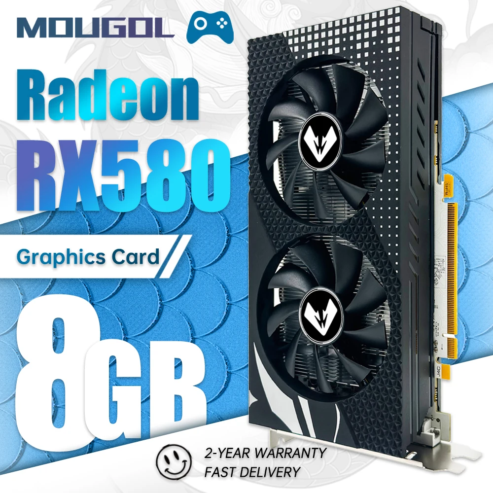 MOUGOL-RX580-8GB-Graphics-Card-GPU-GDDR5-HD-DP-DVI-PCIE-3-0-16-support ...