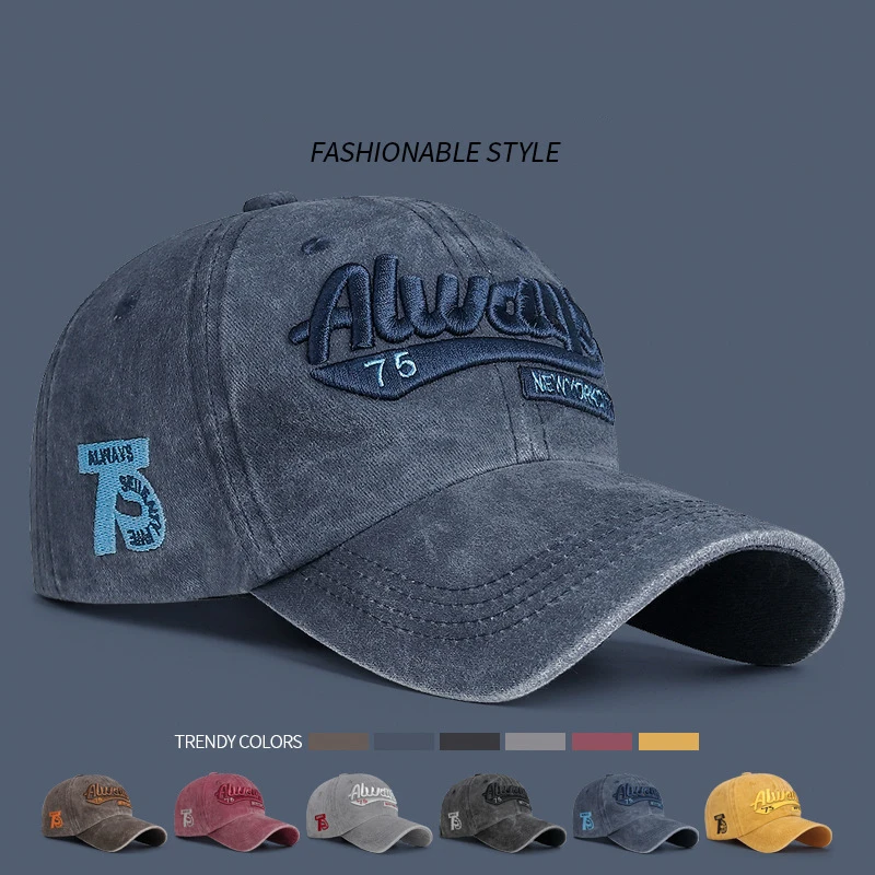 New-Three-Dimensional-Embroidery-Soft-Washed-Cotton-Distressed-Hat-Men ...