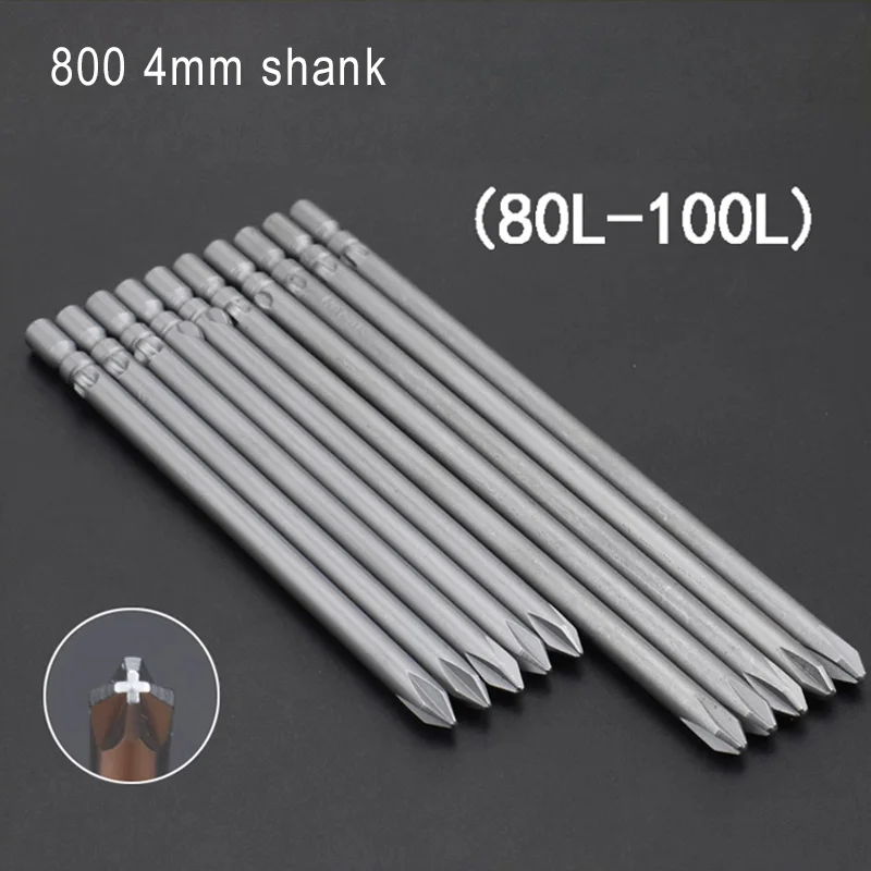 10pcs-80-100mm-800-Electric-Cross-Screwdriver-Bit-4mm-Round-Shank-PH00 ...